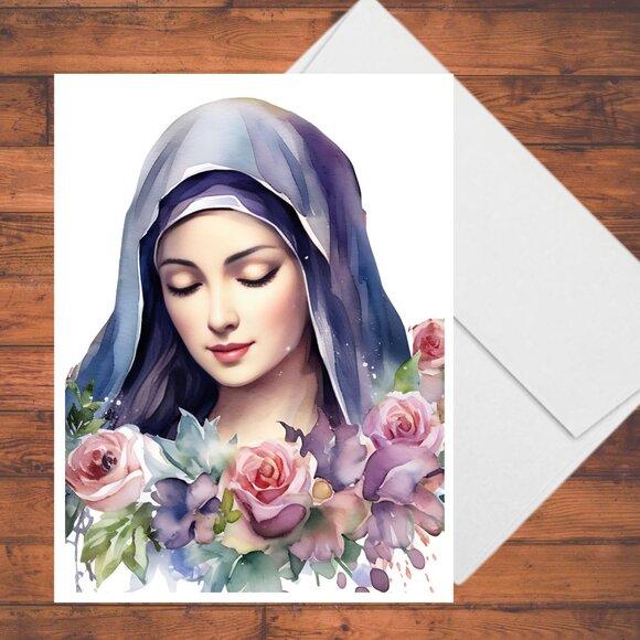 Handmade | Office | Virgin Mary Blank Greeting Card Set Catholic Blank ...